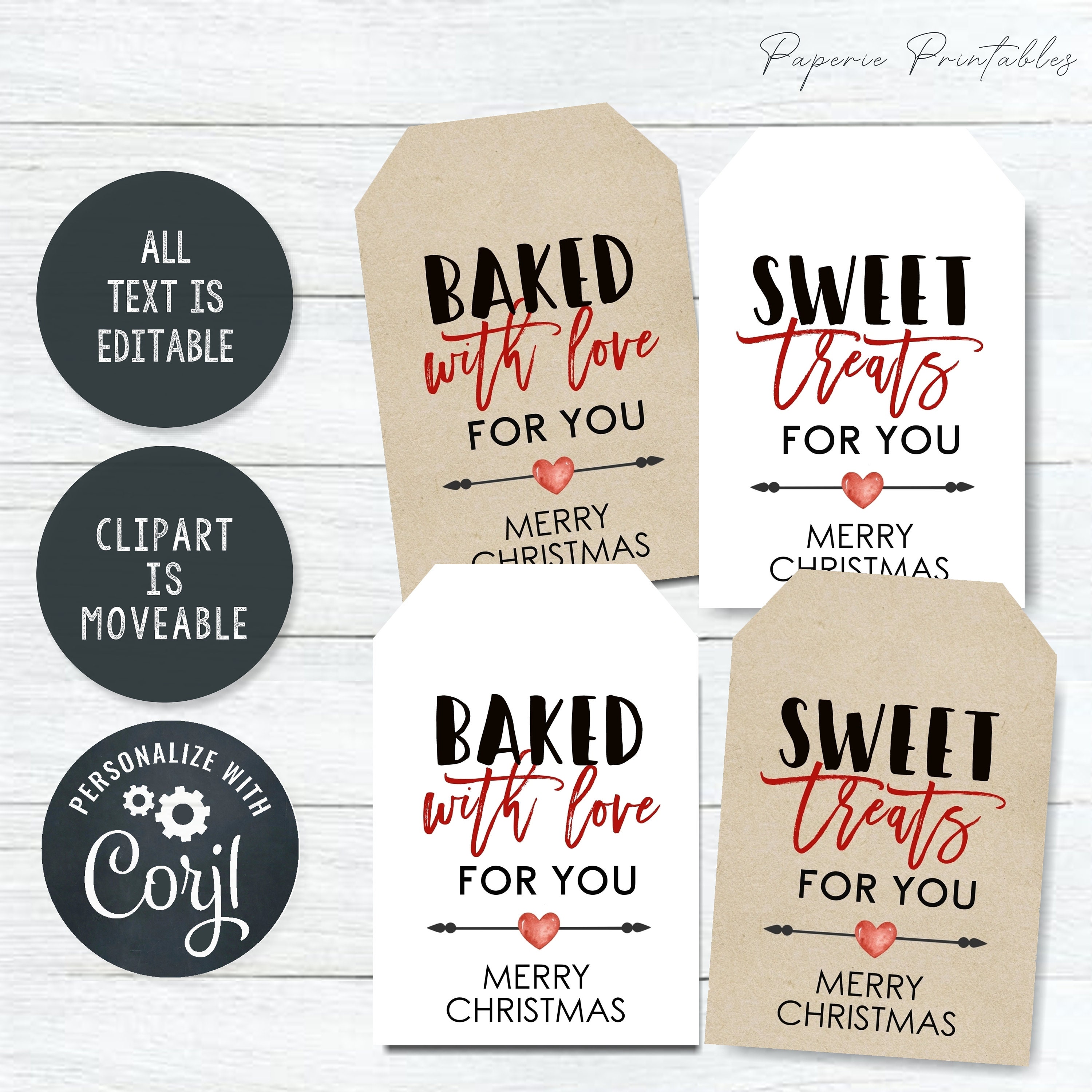 Editable Baked With Love Gift Tags: DIY Christmas Cookie Tags (corjl ...