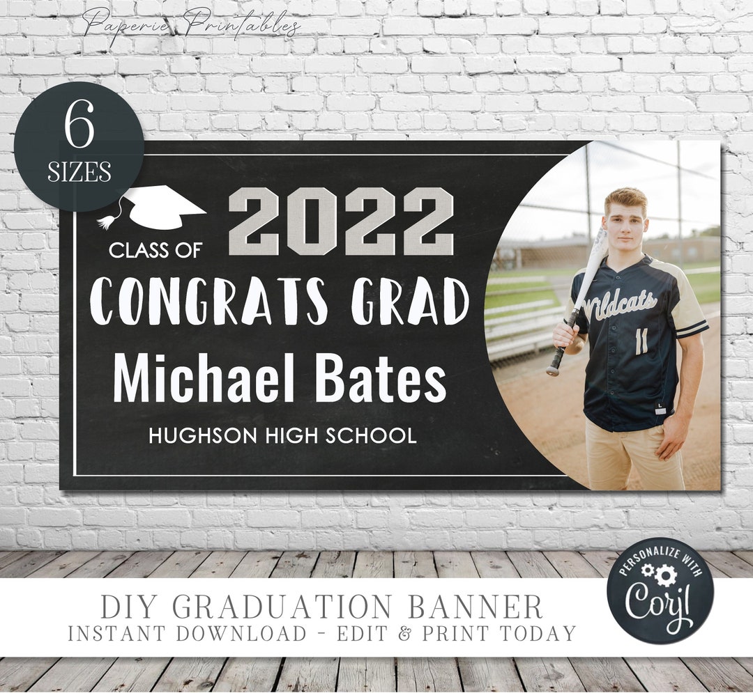 EDITABLE Graduation Banner, Graduation Yard Sign, Class of 2022 ...