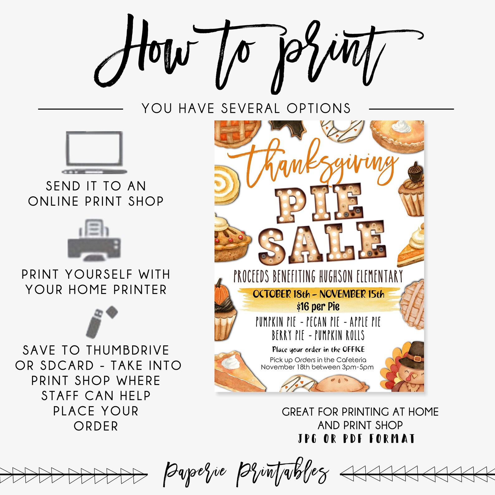 EDITABLE Thanksgiving Pie Fundraising Flyer Thanksgiving Pie - Etsy