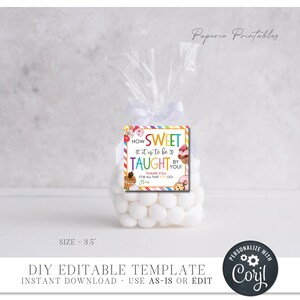 EDITABLE Teacher Appreciation Gift Tag, SWEETS Teacher Appreciation Tag ...