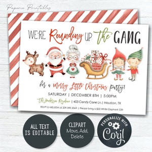 EDITABLE We're ROUNDING up the GANG, Santa's Crew Christmas Party ...