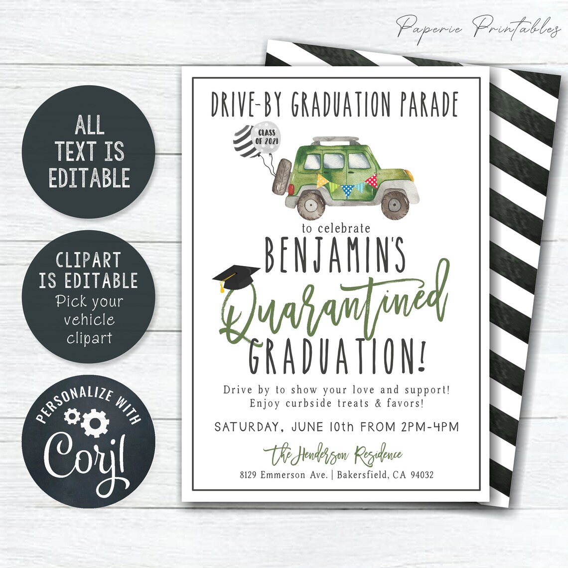 EDITABLE Graduation Parade Invitation Drive by Graduation - Etsy