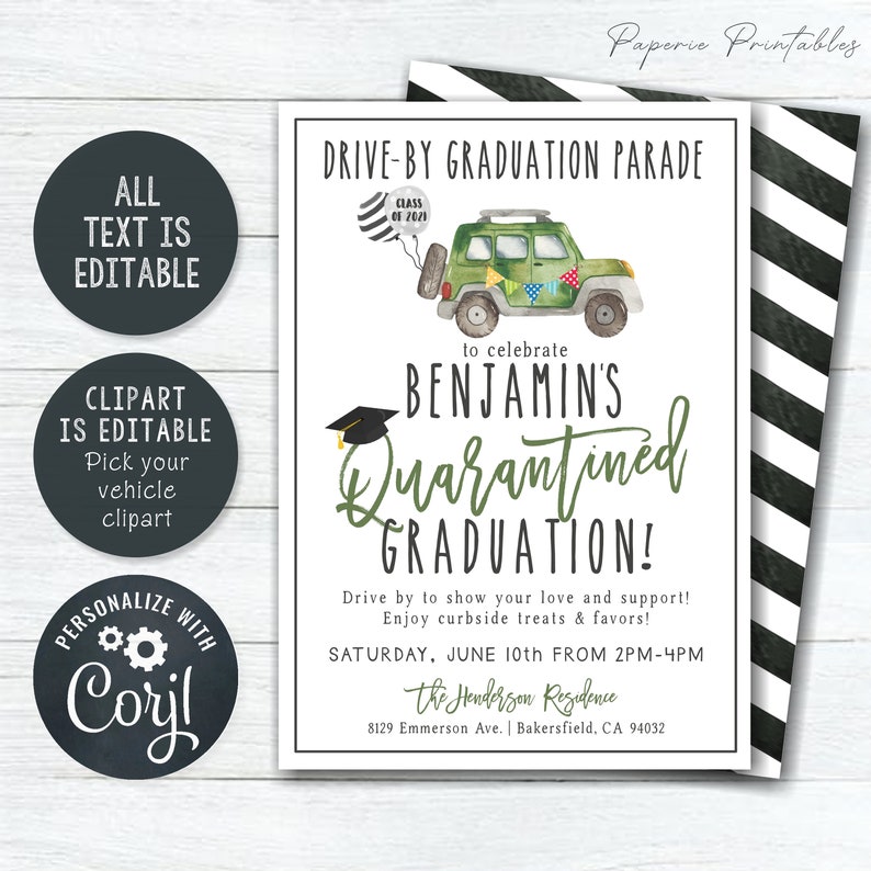 EDITABLE Graduation Parade Invitation Drive by Graduation - Etsy