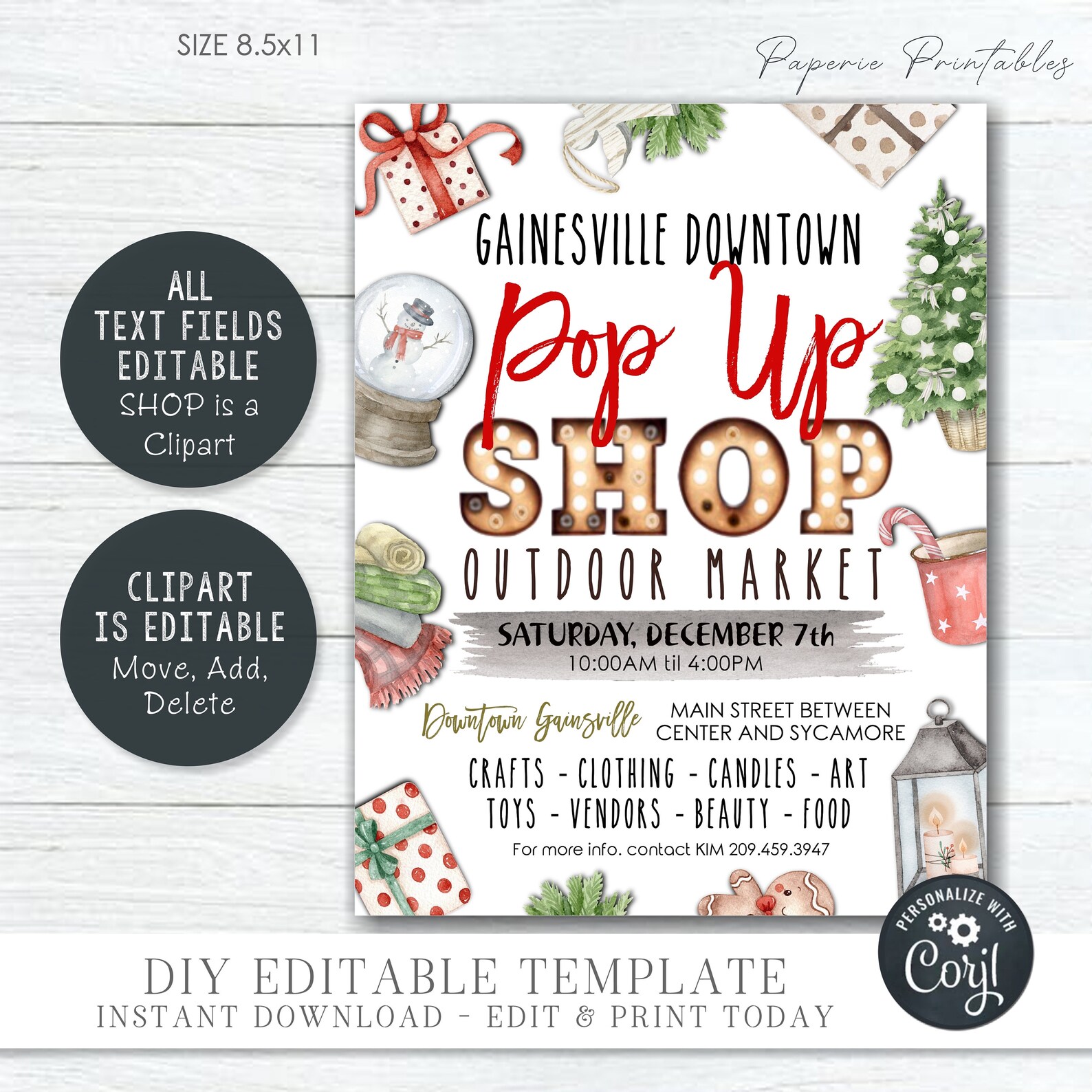 EDITABLE Christmas Pop up Event Flyer Holiday Market Flyer | Etsy