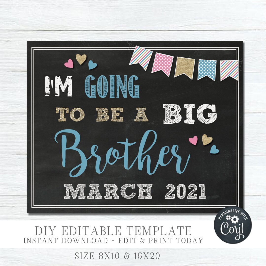 EDITABLE Big Brother Pregnancy Announcement Chalkboard Big Brother ...