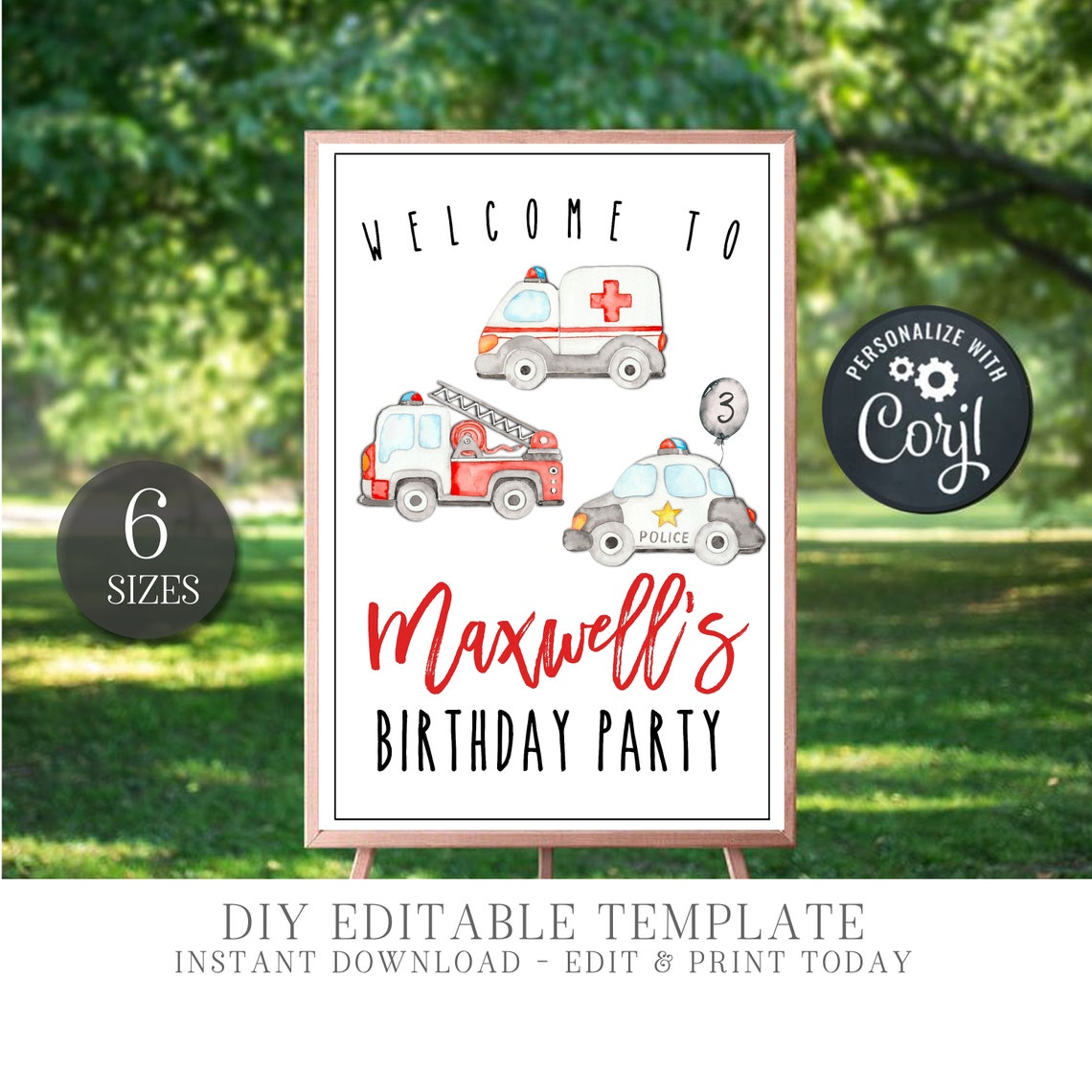 Editable First Responders Birthday Party Welcome Sign First - Etsy
