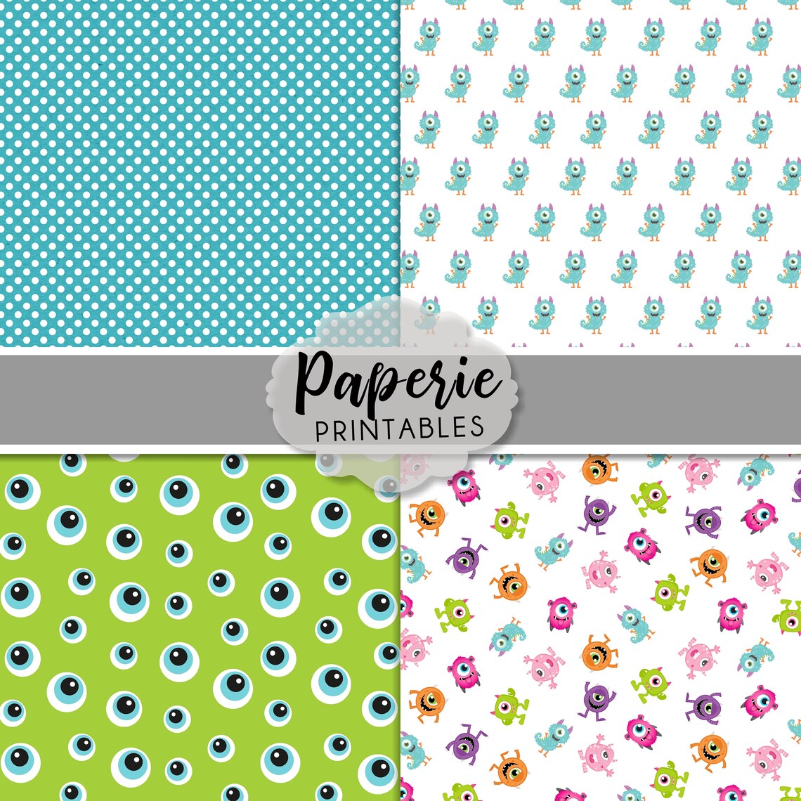 Little Monsters Digital Paper 12x12 Digital Scrapbooking - Etsy