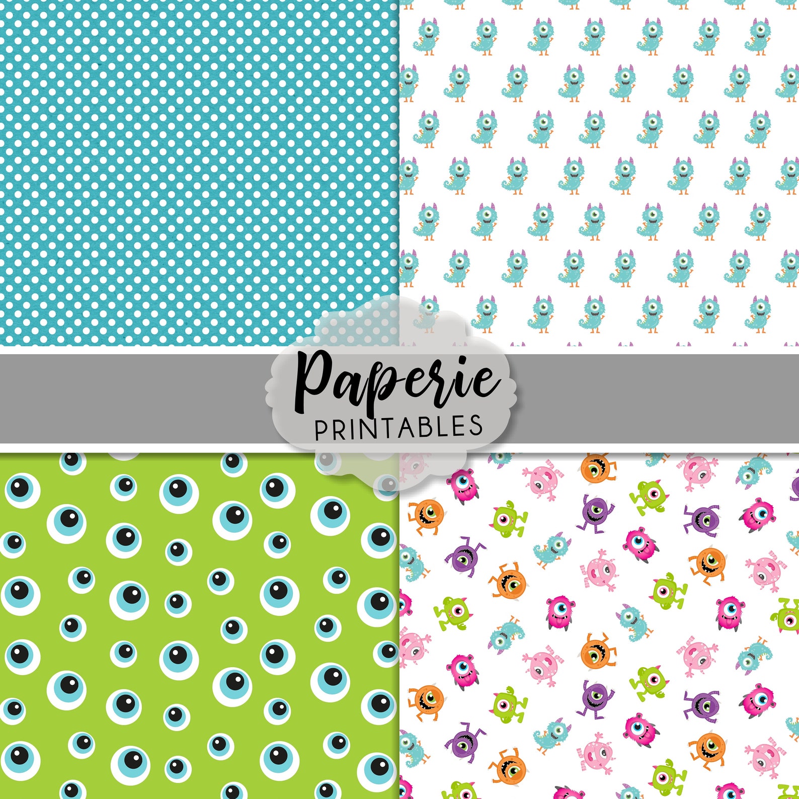 Little Monsters Digital Paper 12x12 Digital Scrapbooking - Etsy