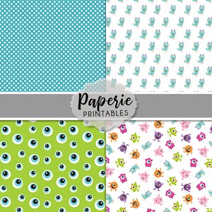 Little Monsters Digital Paper: 12x12 Scrapbook Clipart (instant ...