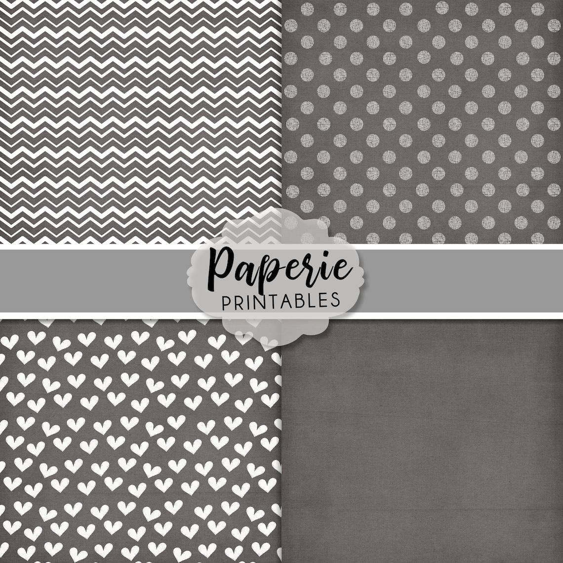 Gray & White Pattern Digital Paper - 12x12 Digital Scrapbooking Paper ...
