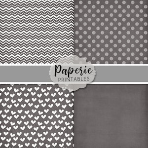 Gray & White Pattern Digital Paper - 12x12 Digital Scrapbooking Paper ...