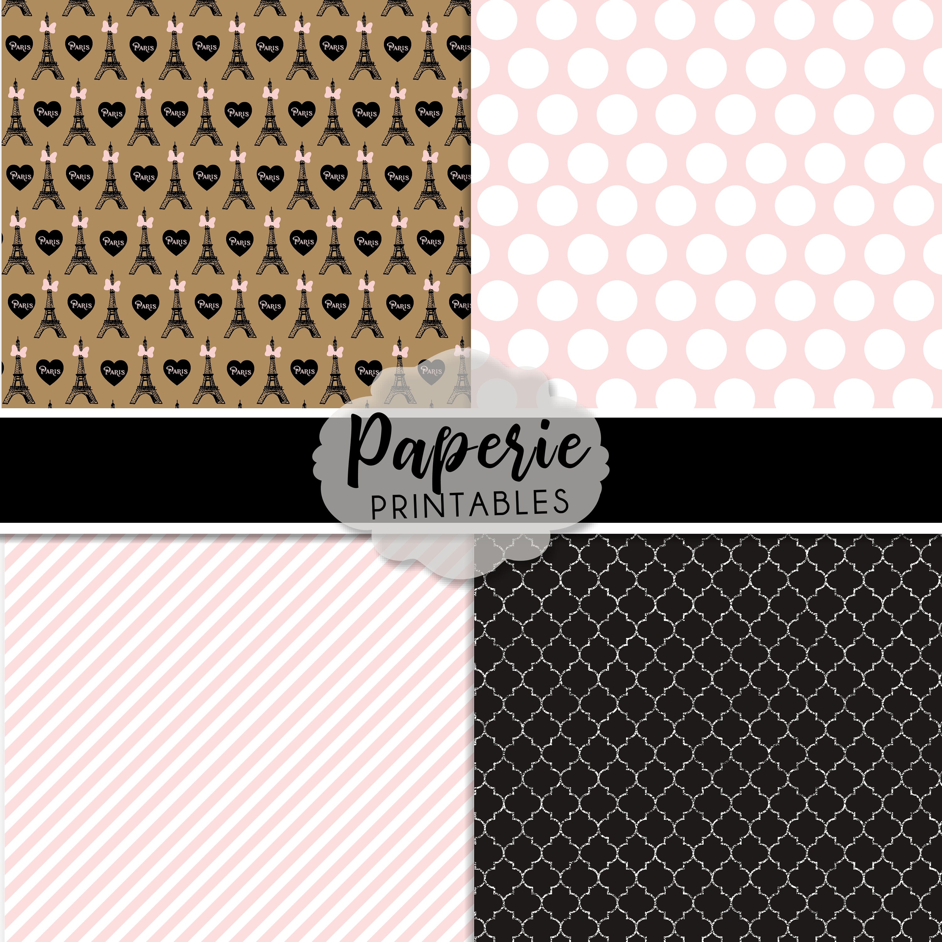 Paris Pattern Digital Paper 12x12 Digital Scrapbooking Paper | Etsy