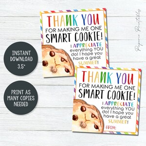 EDITABLE Cookie Teacher Gift Tag, One Smart Cookie Teacher Gift Tag ...