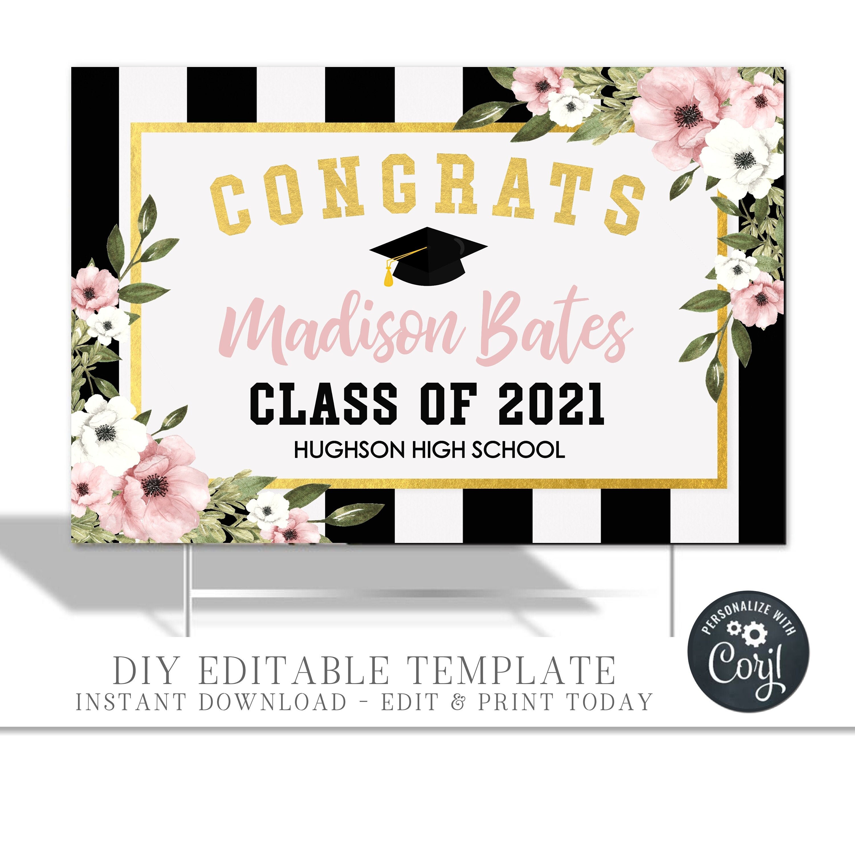 EDITABLE Graduation Yard Sign Congrats to our Graduate Yard | Etsy