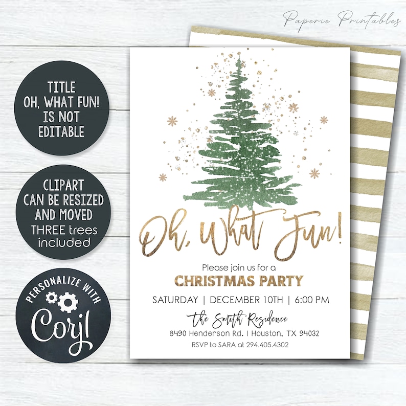 EDITABLE Christmas Party Invitation Template Holiday Party - Etsy