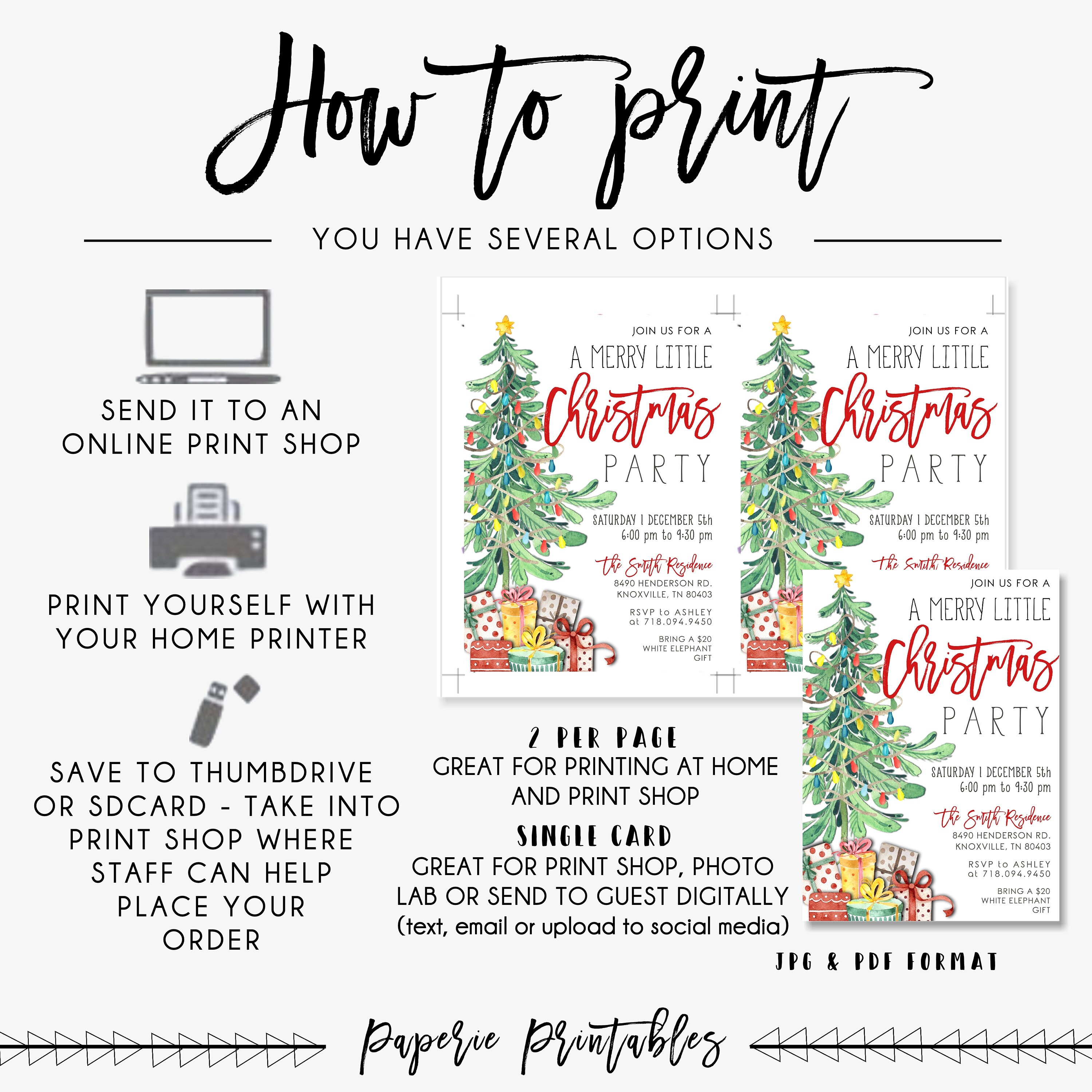 Editable Christmas Party Invitation Template: DIY Corjl (5x7) #CP93 - Etsy