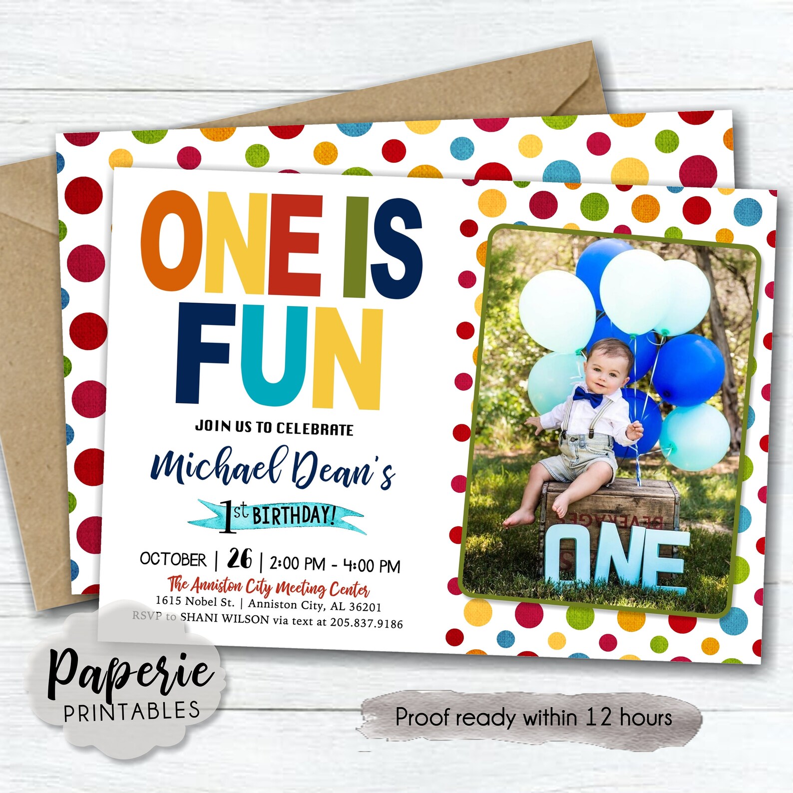 Ombre One is FUN Birthday Party Invitation 1st Birthday Party ...