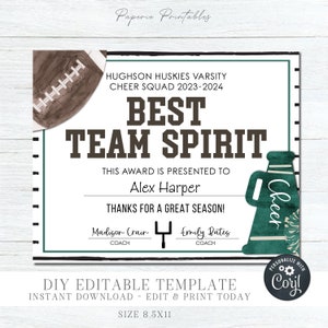 Editable Cheerleading Awards, End of Season Award, Cheer Team Party ...