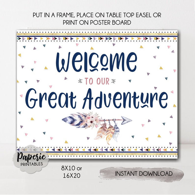 Boho Welcome Party Sign: Tribal Adventure Theme (instant Download) - Etsy