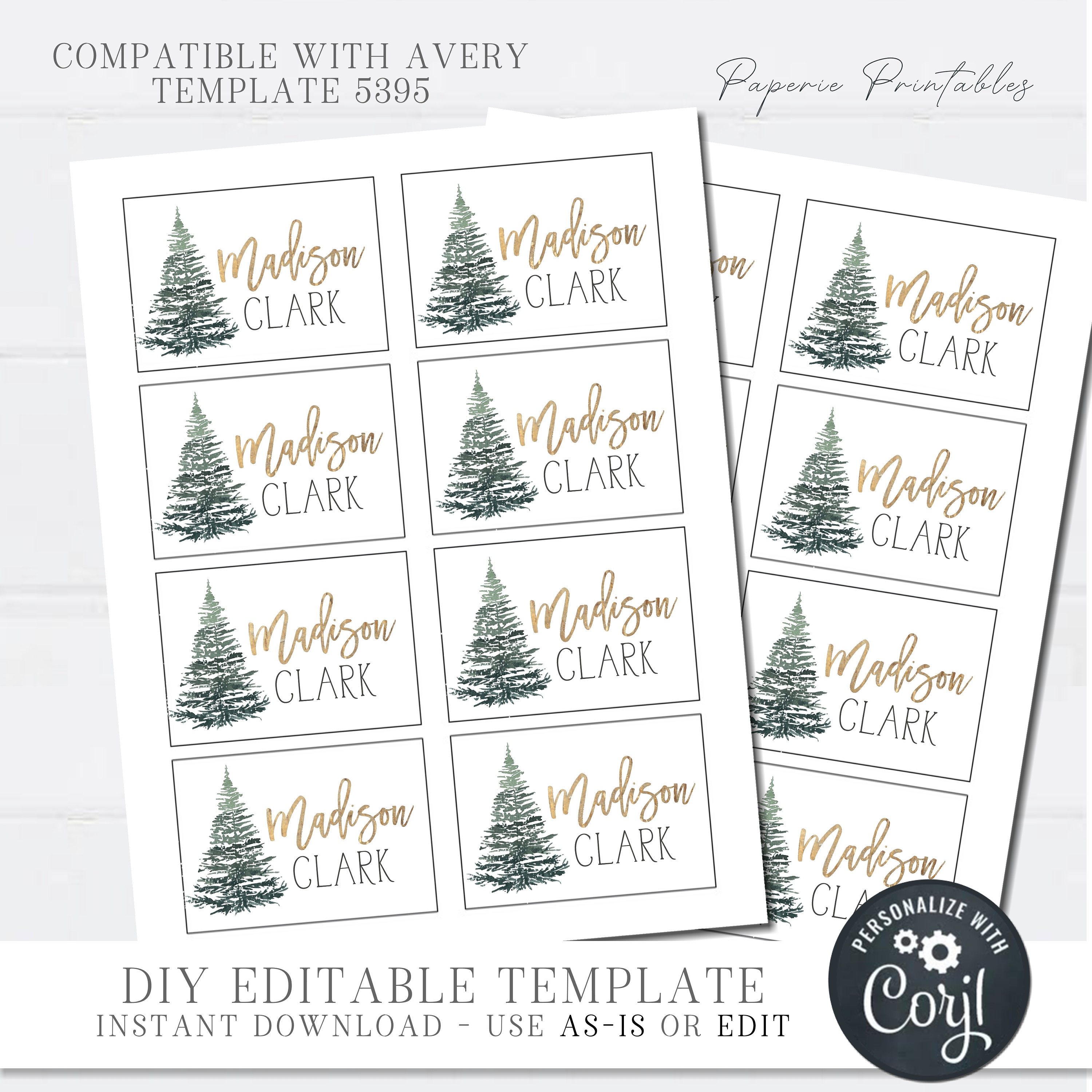 Editable Christmas Tree Name Tag Labels (DIY Corjl) - Etsy
