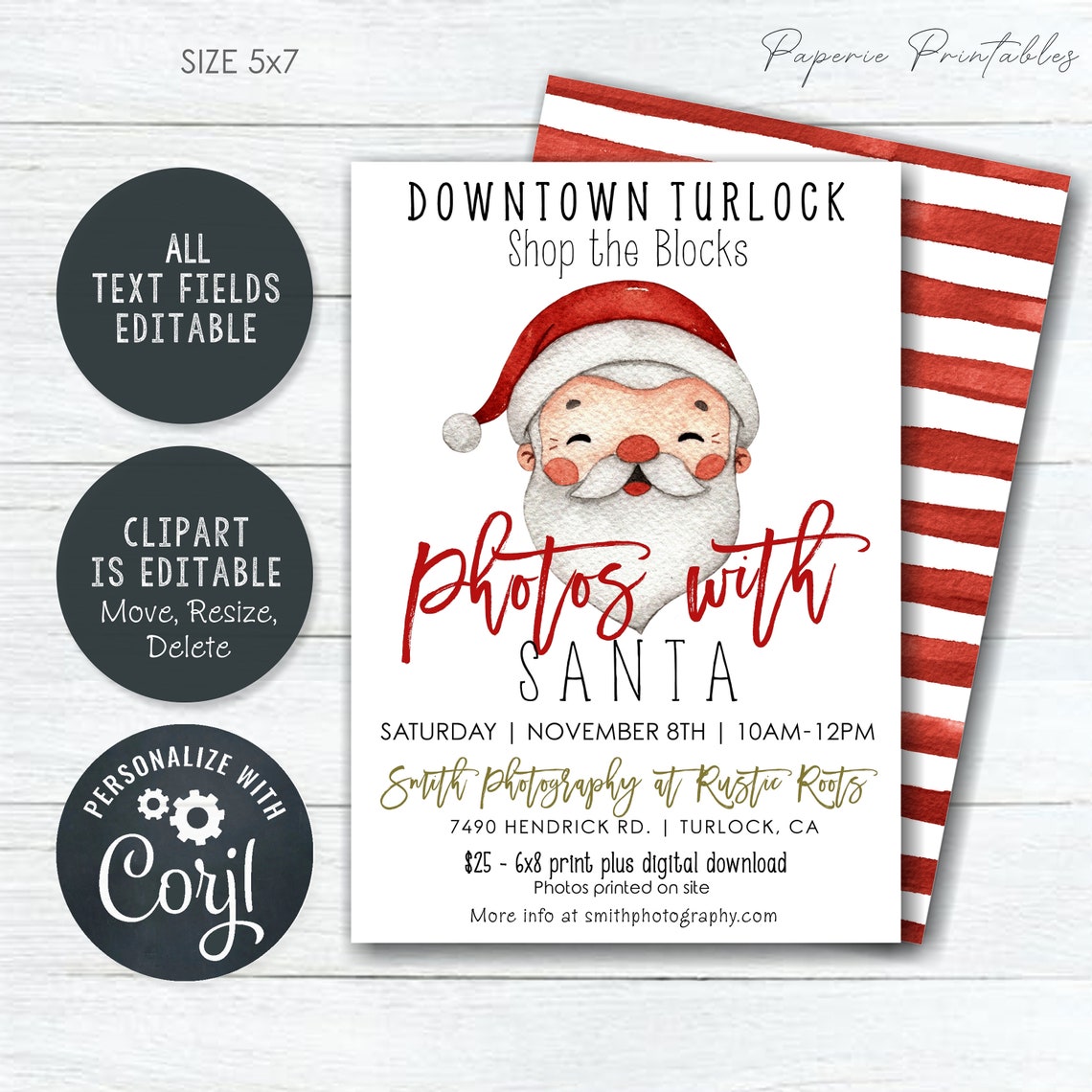 EDITABLE Photos With Santa Flyer Photos With Santa - Etsy