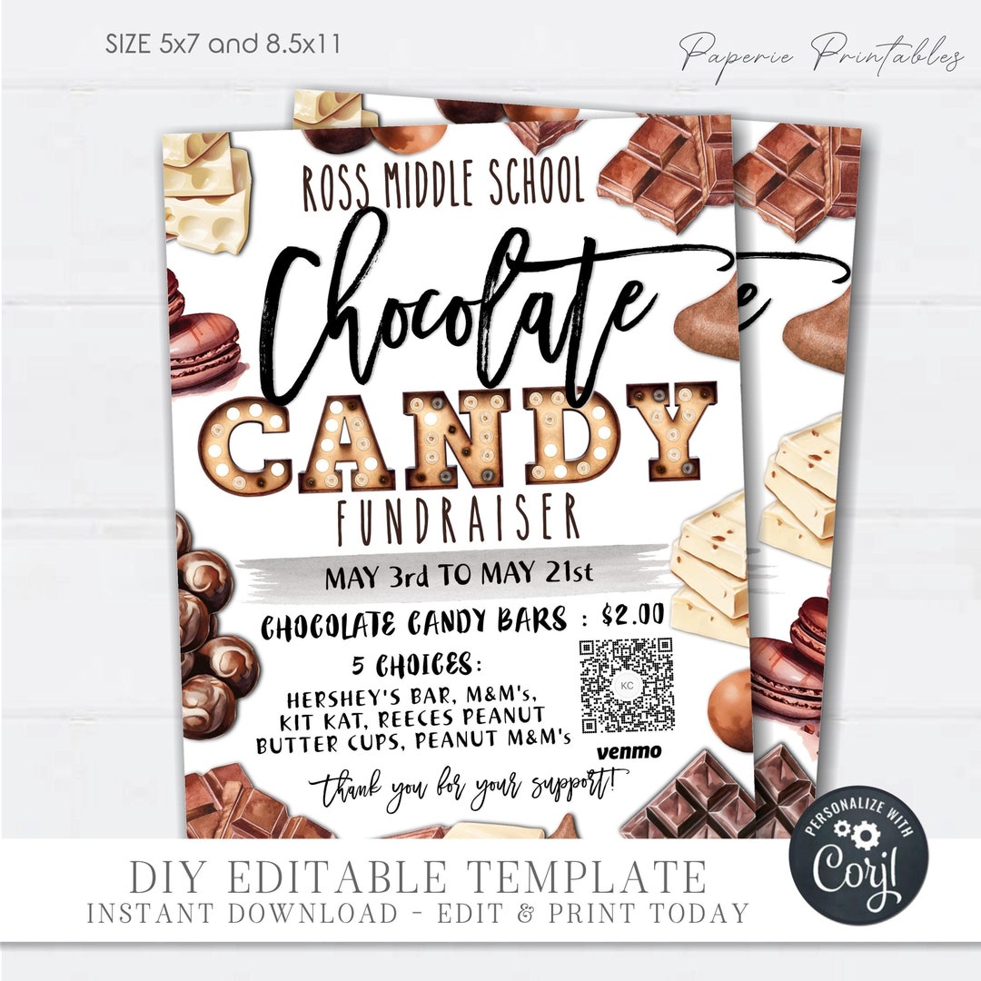 EDITABLE Chocolate Sale Fundraiser Flyer, Chocolate Sale Flyer, Fundraiser Flyer for Chocolate ...
