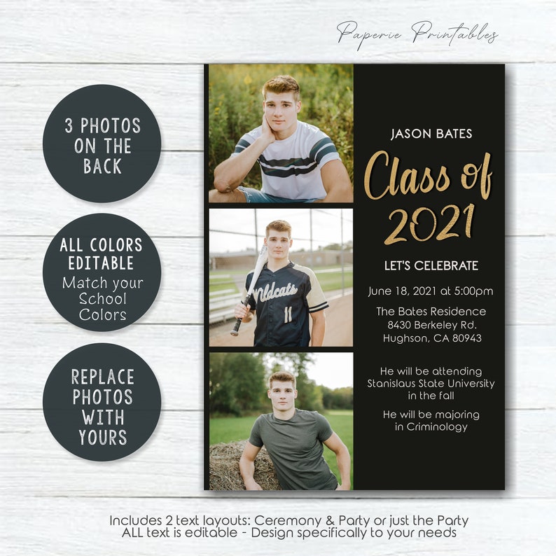 EDITABLE Graduation Party Invitation Class of 2022 Graduation - Etsy