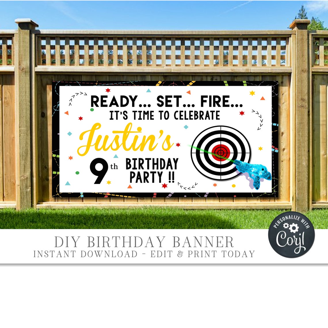 EDITABLE Laser Tag Birthday Backdrop Laser Tag Birthday - Etsy