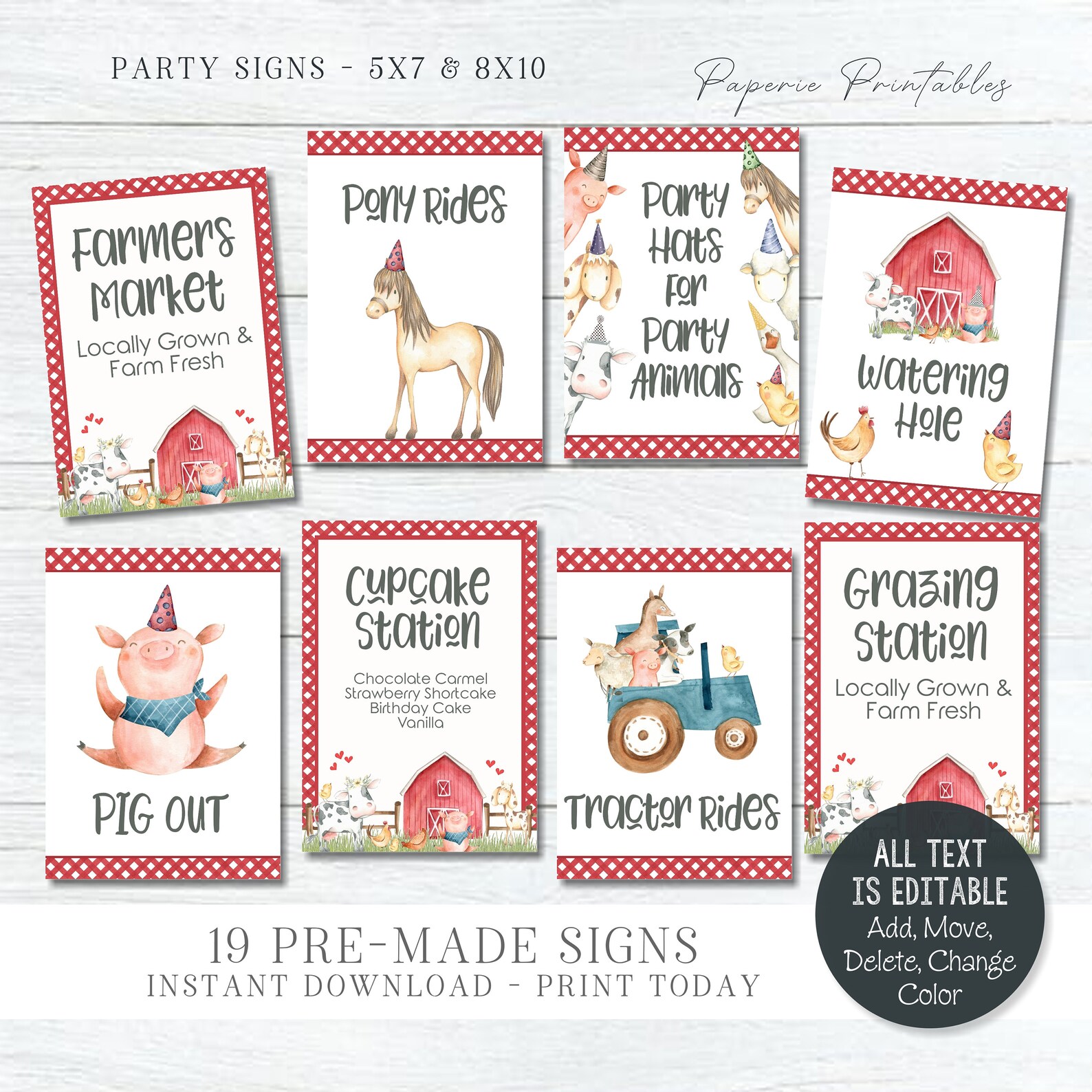 EDITABLE Farm Party Signs DIY Barnyard Party Signs Grazing - Etsy
