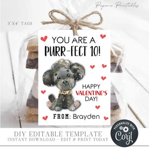 EDITABLE Puppy Valentine Cards, Dog Valentine Cards, School Valentine ...