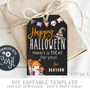 EDITABLE Printable Halloween Favor Tags Happy Halloween Treat Tags ...