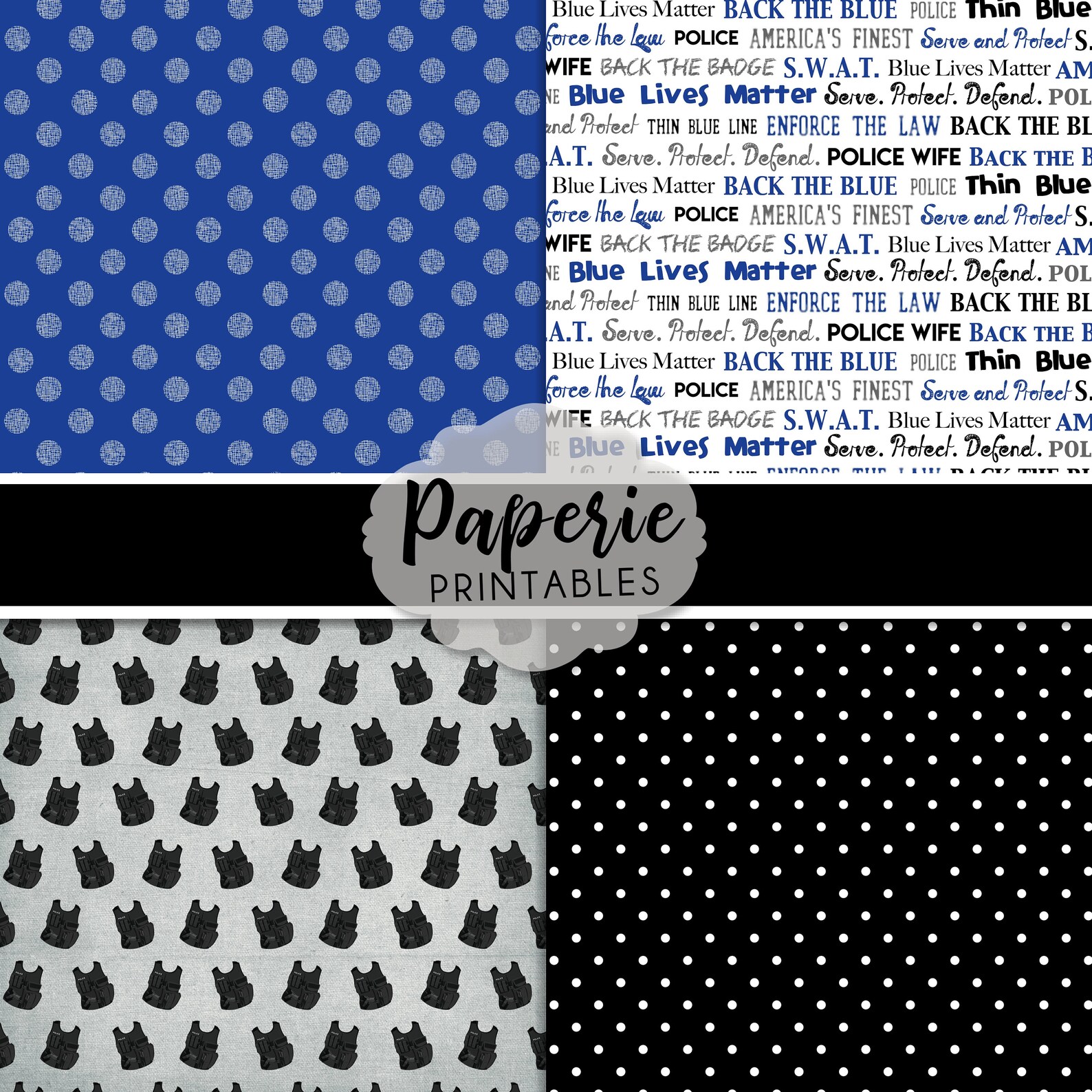 Police Digital Paper 12x12 Digital Scrapbooking Paper 40 - Etsy