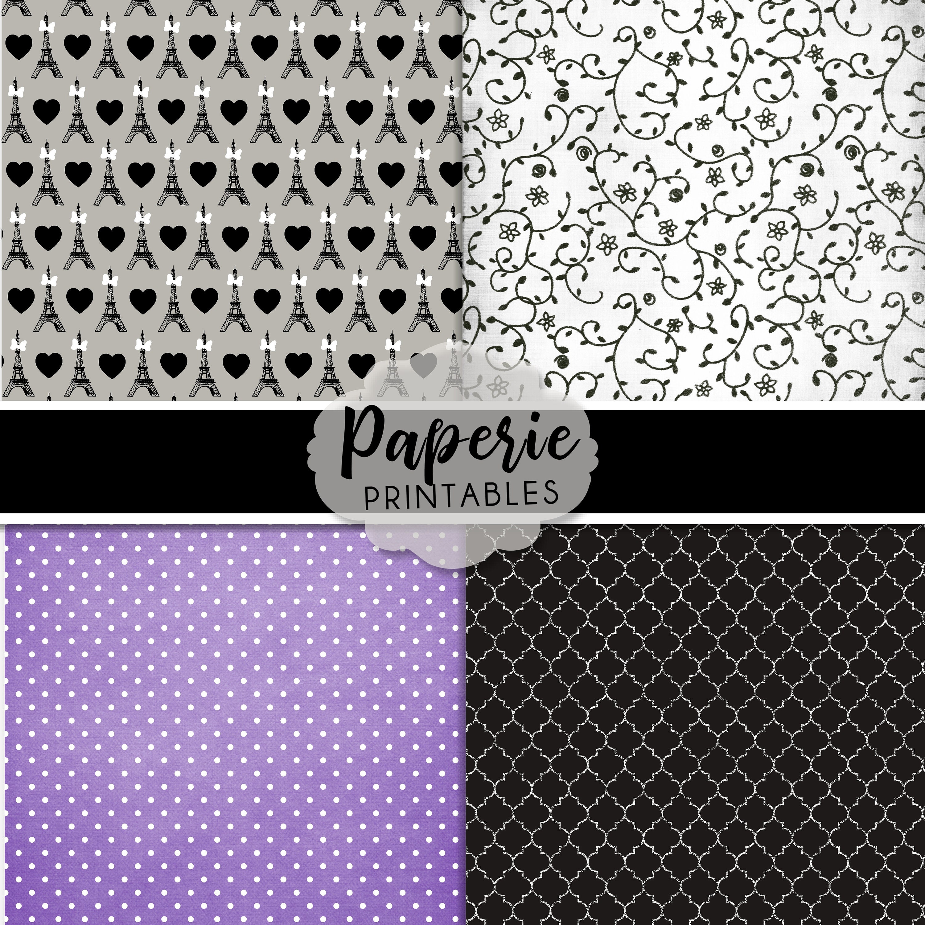 Paris Pattern Digital Paper 8.5x11 Digital Scrapbooking - Etsy