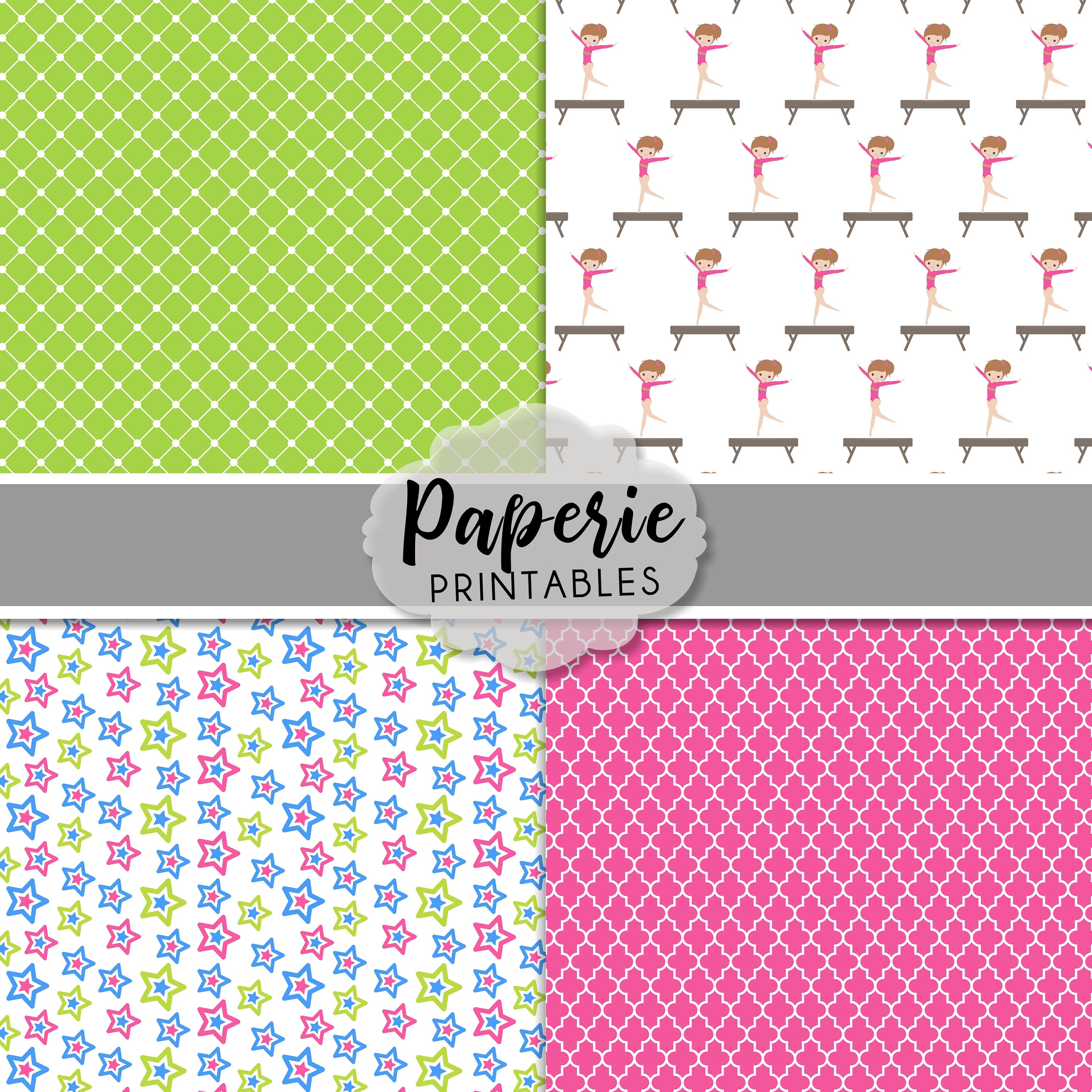 Gymnastics Digital Paper Pack: Scrapbooking Clipart (instant Download ...