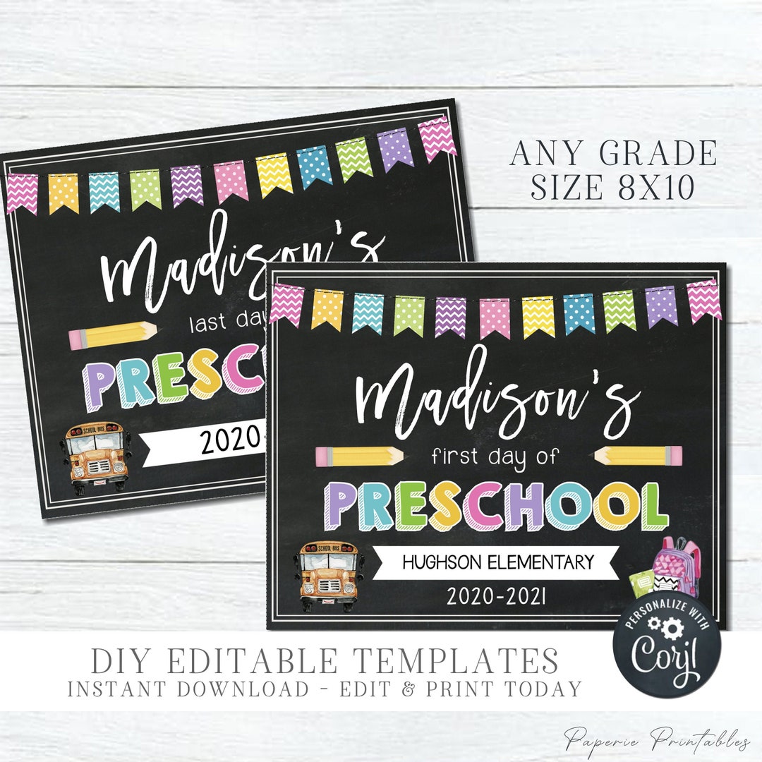 EDITABLE First and Last Day of School Sign First Day of - Etsy