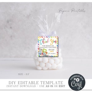 EDITABLE End of School Teacher Appreciation Tag, Teacher Appreciation ...