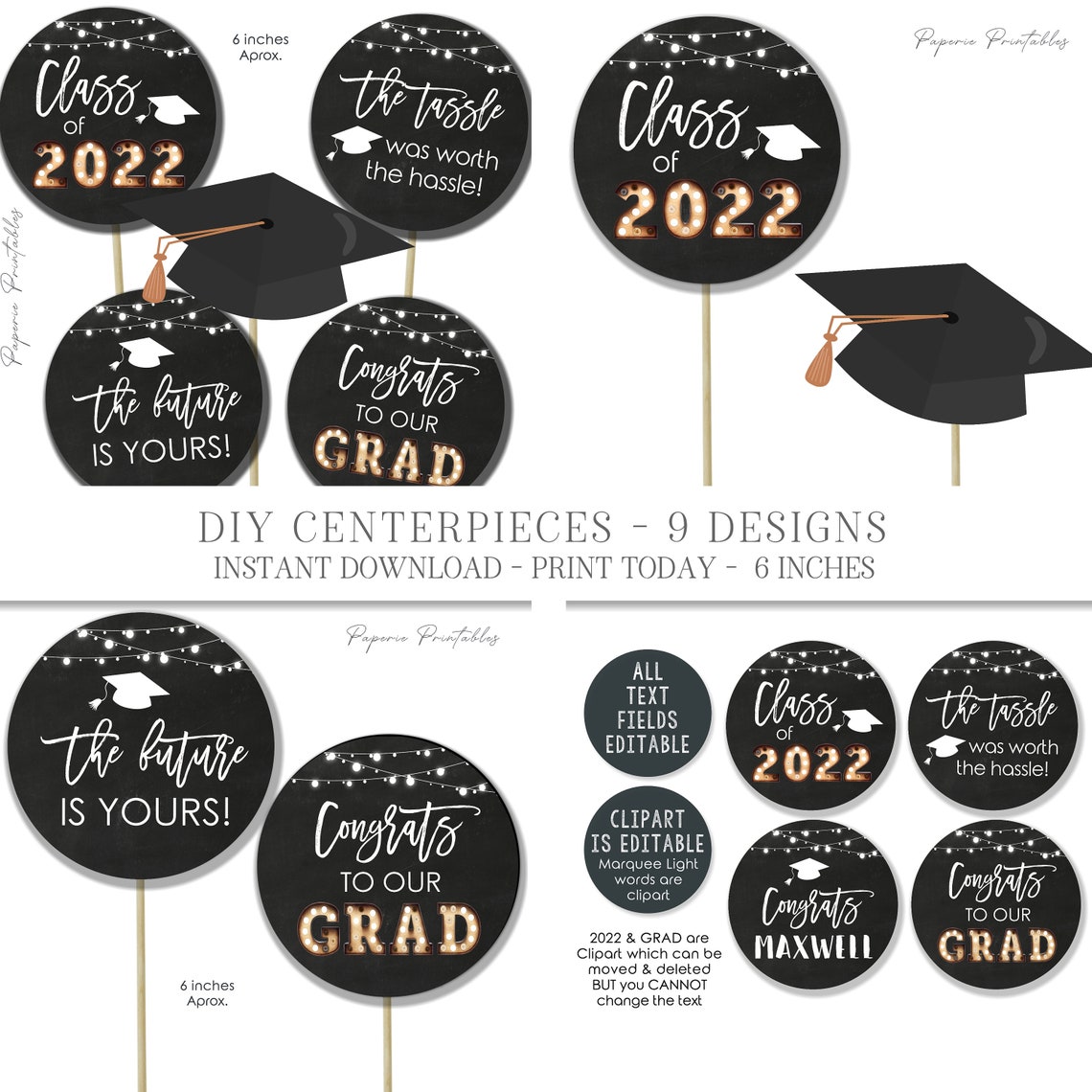 EDITABLE Graduation Decorations 2023 Bundle Graduation - Etsy
