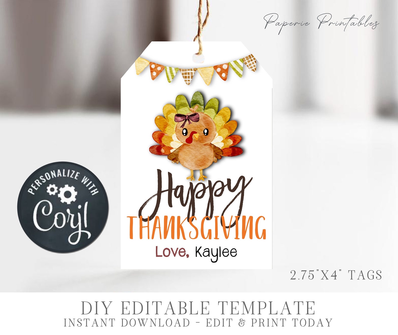 Editable Happy Thanksgiving Gift Tags Thankful for You Gift - Etsy