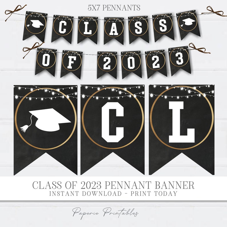 Editable CLASS OF 2023 Pennant Banner Graduation Banner Class - Etsy
