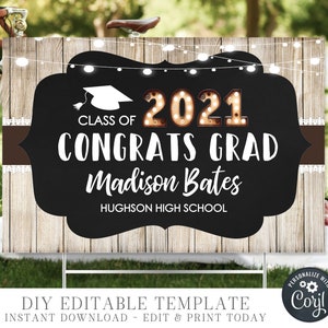 EDITABLE Rustic Graduation Yard Sign Congrats Grad Yard Sign - Etsy