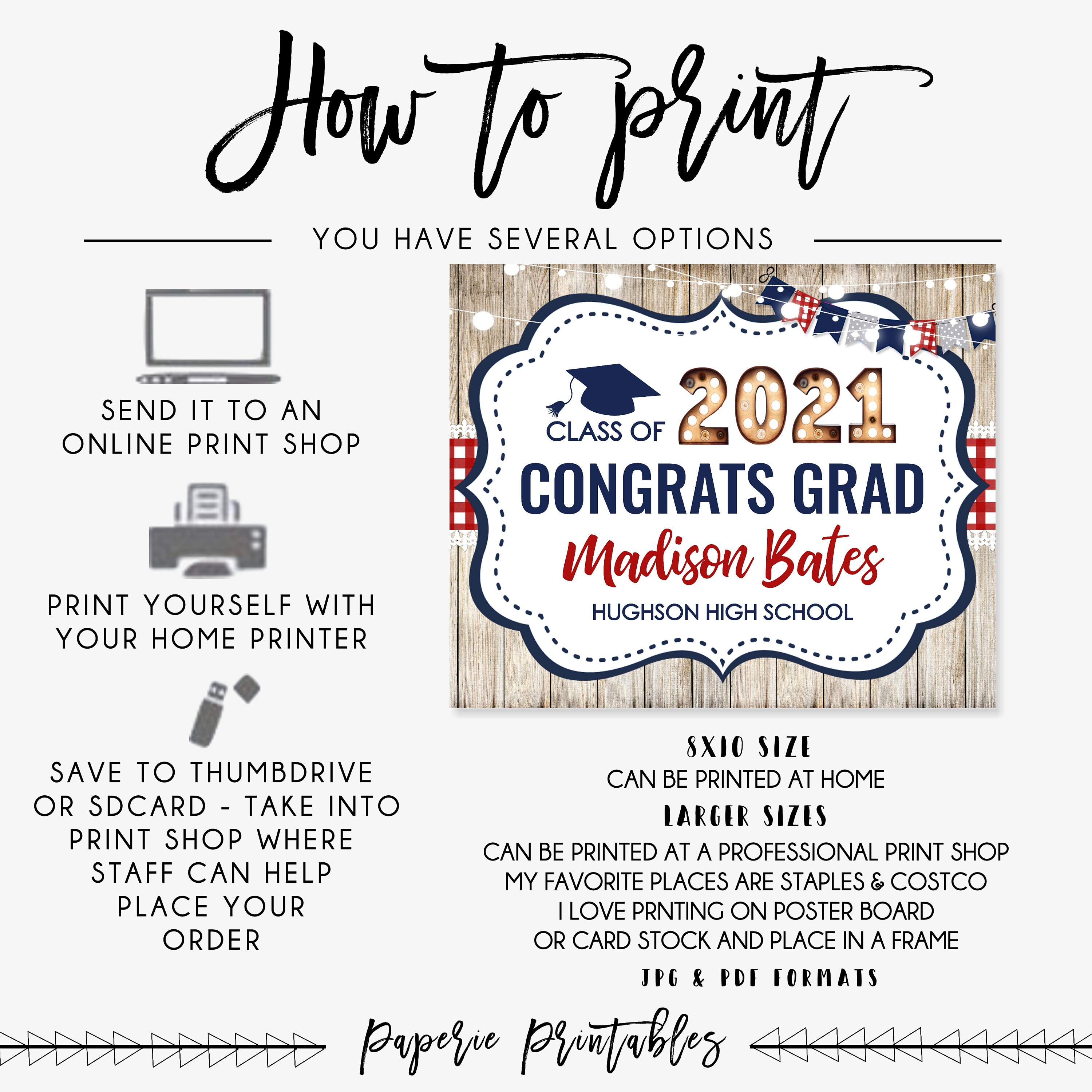 EDITABLE Graduation Yard Sign Class of 2021 Graduation Sign | Etsy