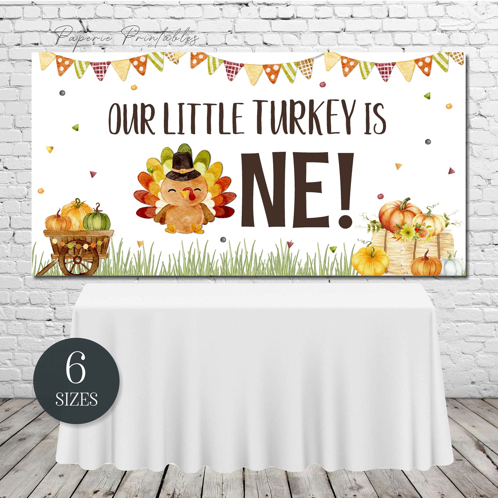 EDITABLE Turkey Birthday Party Backdrop Little Turkey - Etsy