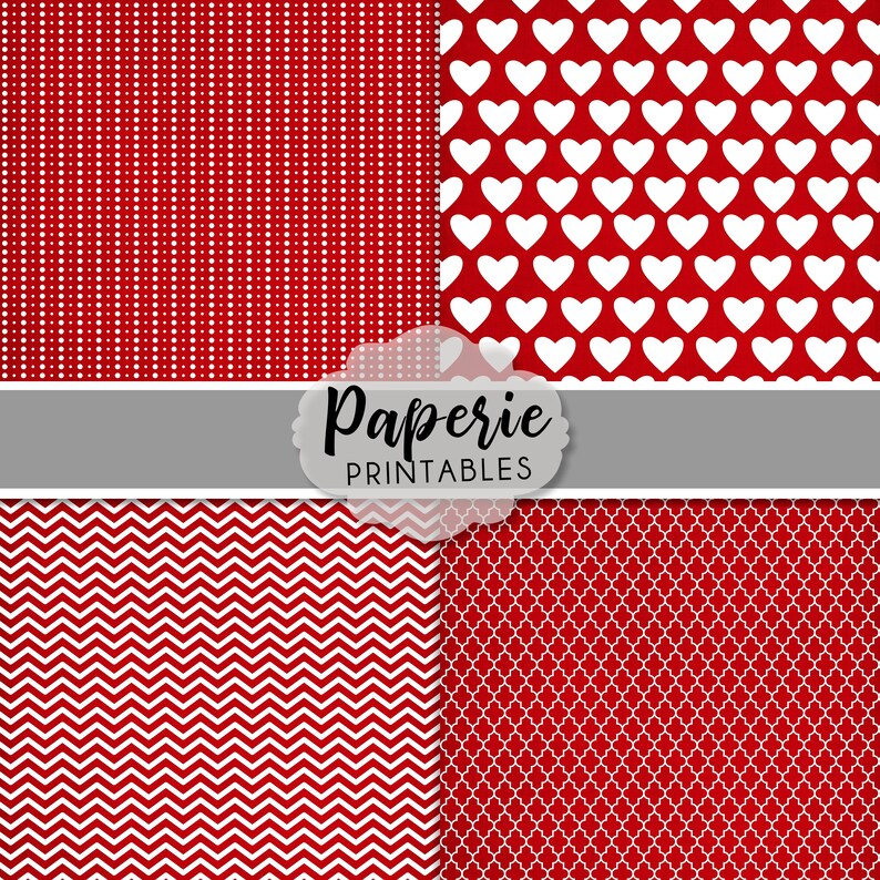 Red & White Pattern Digital Paper 8.5x11 Digital - Etsy