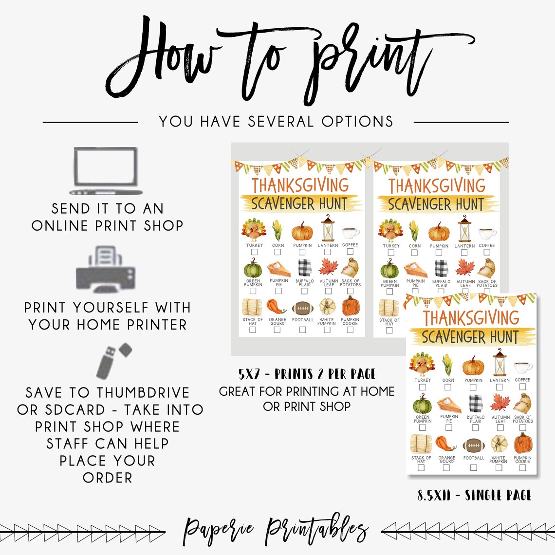 EDITABLE Thanksgiving Scavenger Hunt Kids Thanksgiving Game | Etsy