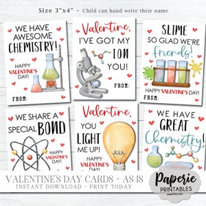 Chemistry Valentine Card for Kids, Kids Valentine Cards, Science ...