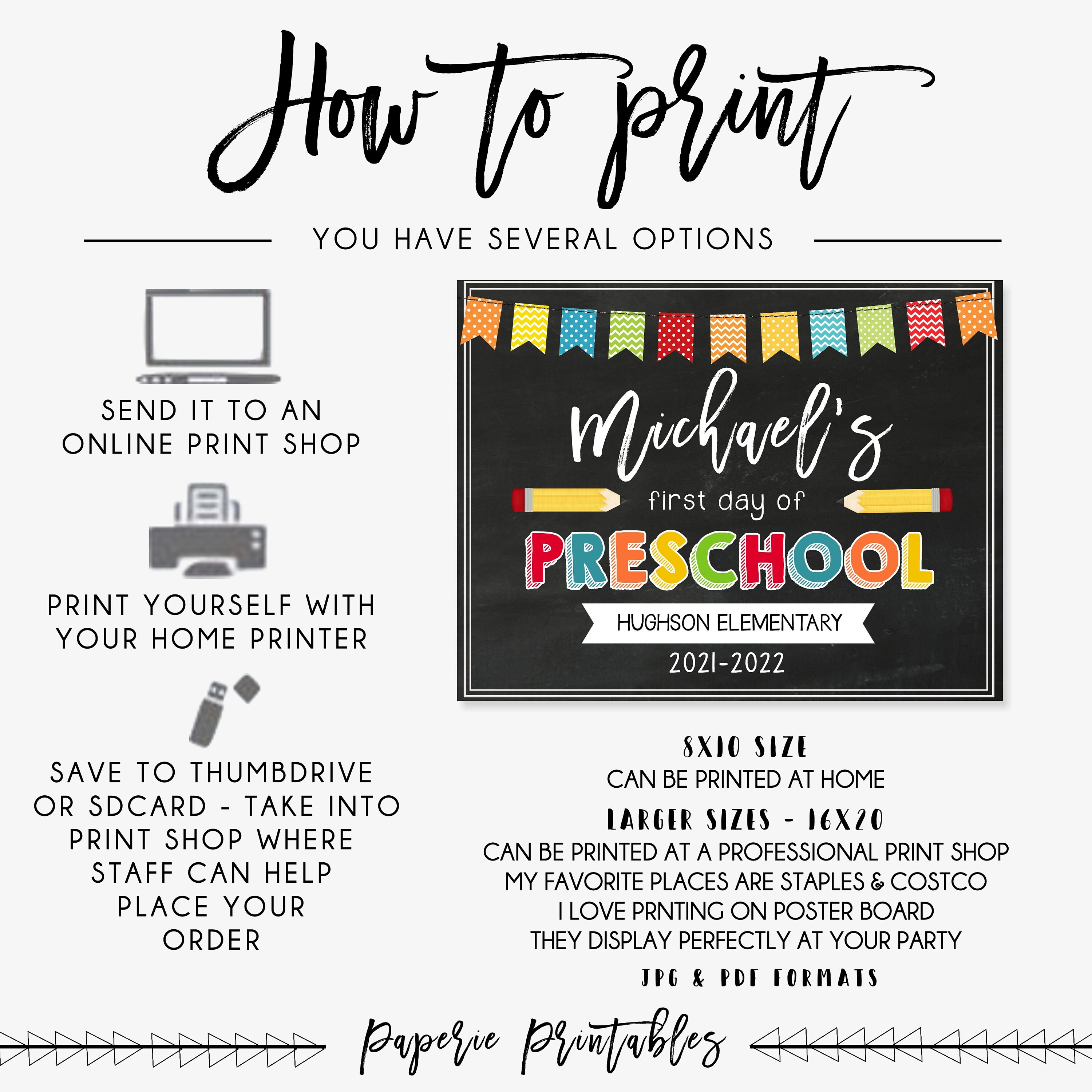 Editable First and Last Day of School Sign: Photo Prop (digital ...
