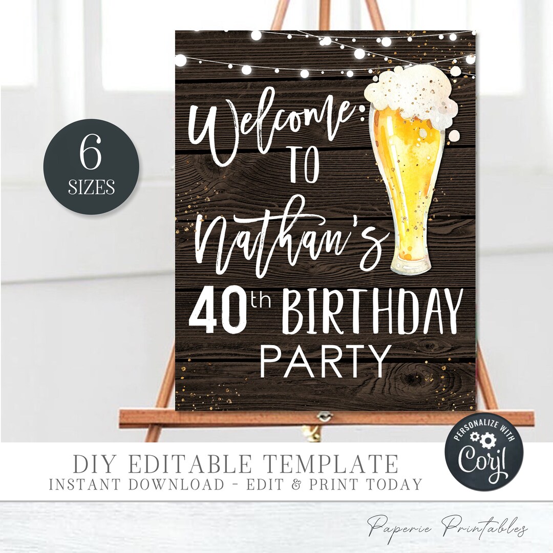 Editable Welcome Sign Party Decoration, Birthday Party Welcome Sign ...