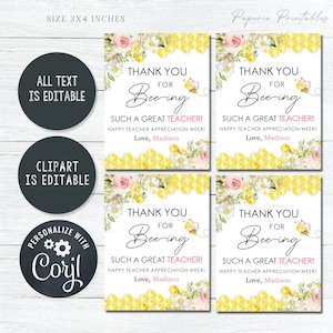 EDITABLE Lip Balm Teacher Appreciation Gift Tag, Bee Teacher ...