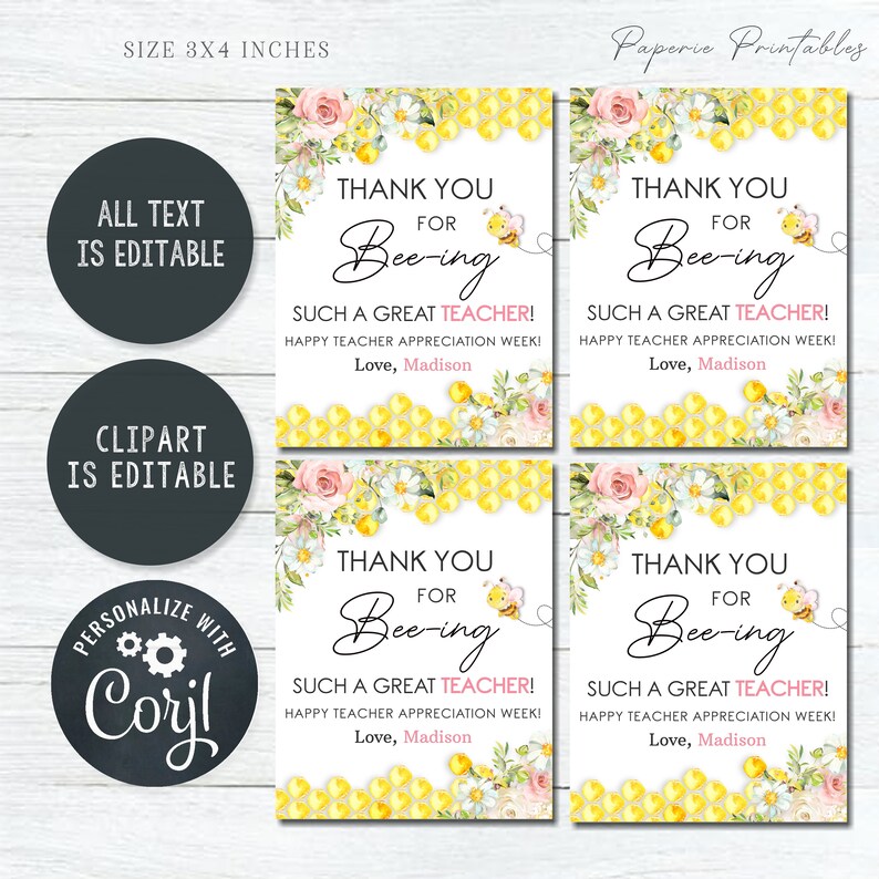EDITABLE Lip Balm Teacher Appreciation Gift Tag Bee Teacher - Etsy