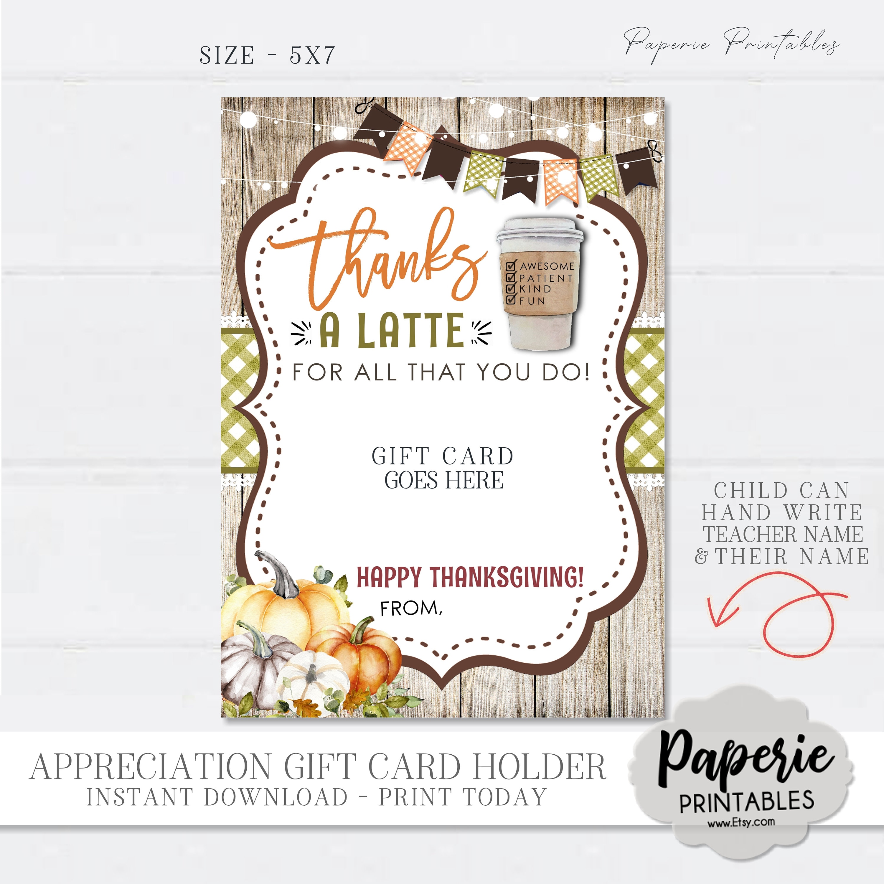EDITABLE Thanksgiving Gift Card Holder Thanksgiving Thanks a - Etsy